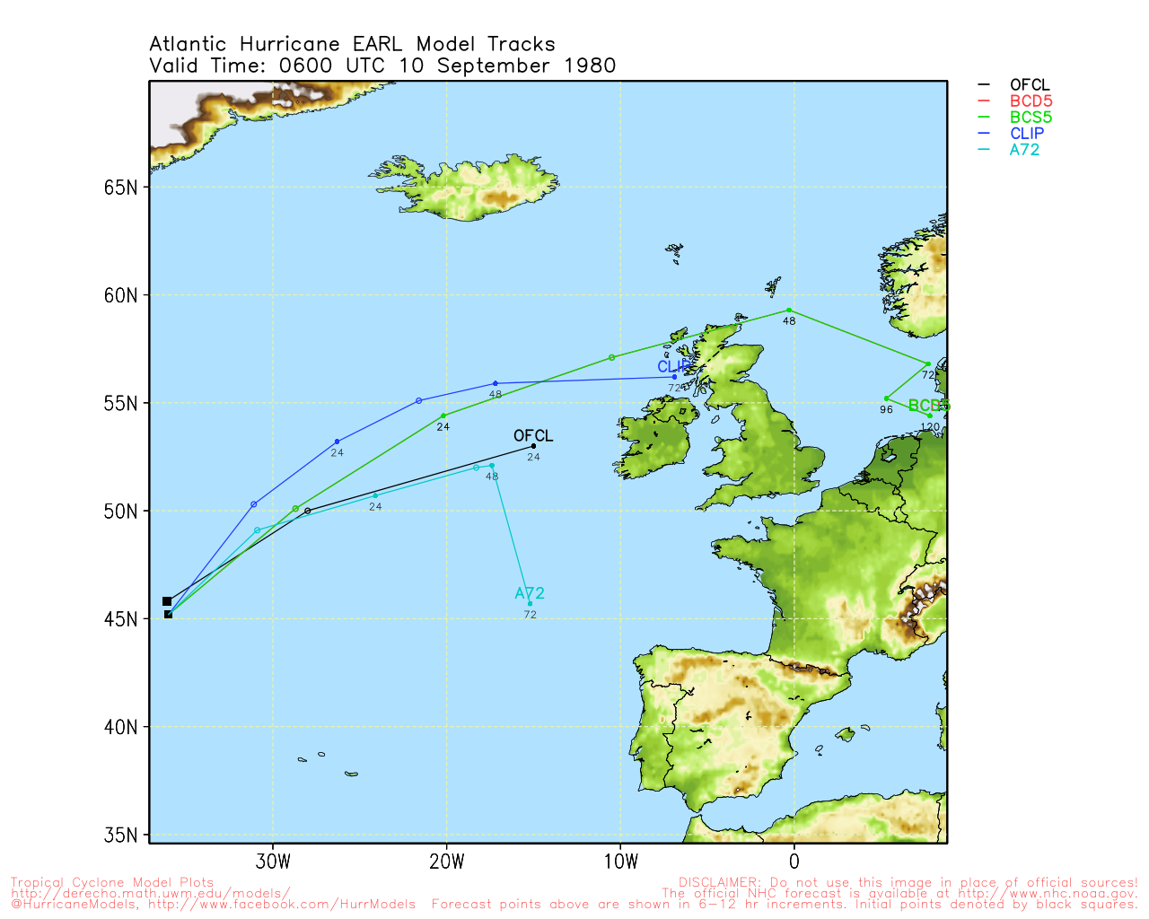 Hurricane Forecast Model Output :: [al101980 Historical Charts]