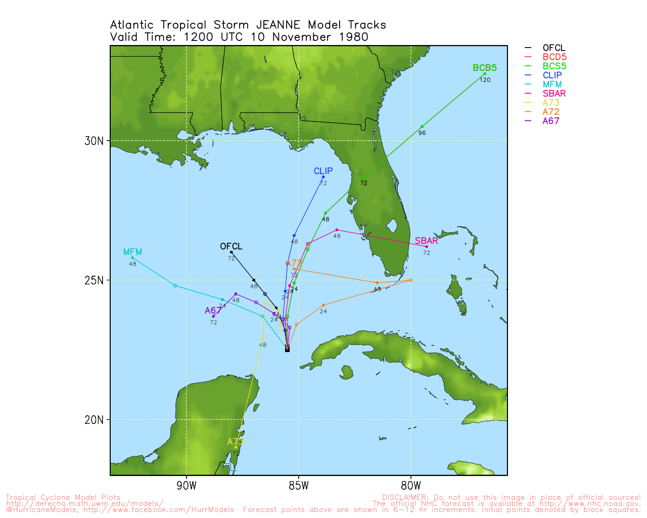 Hurricane Forecast Model Output :: [al161980 Historical Charts]