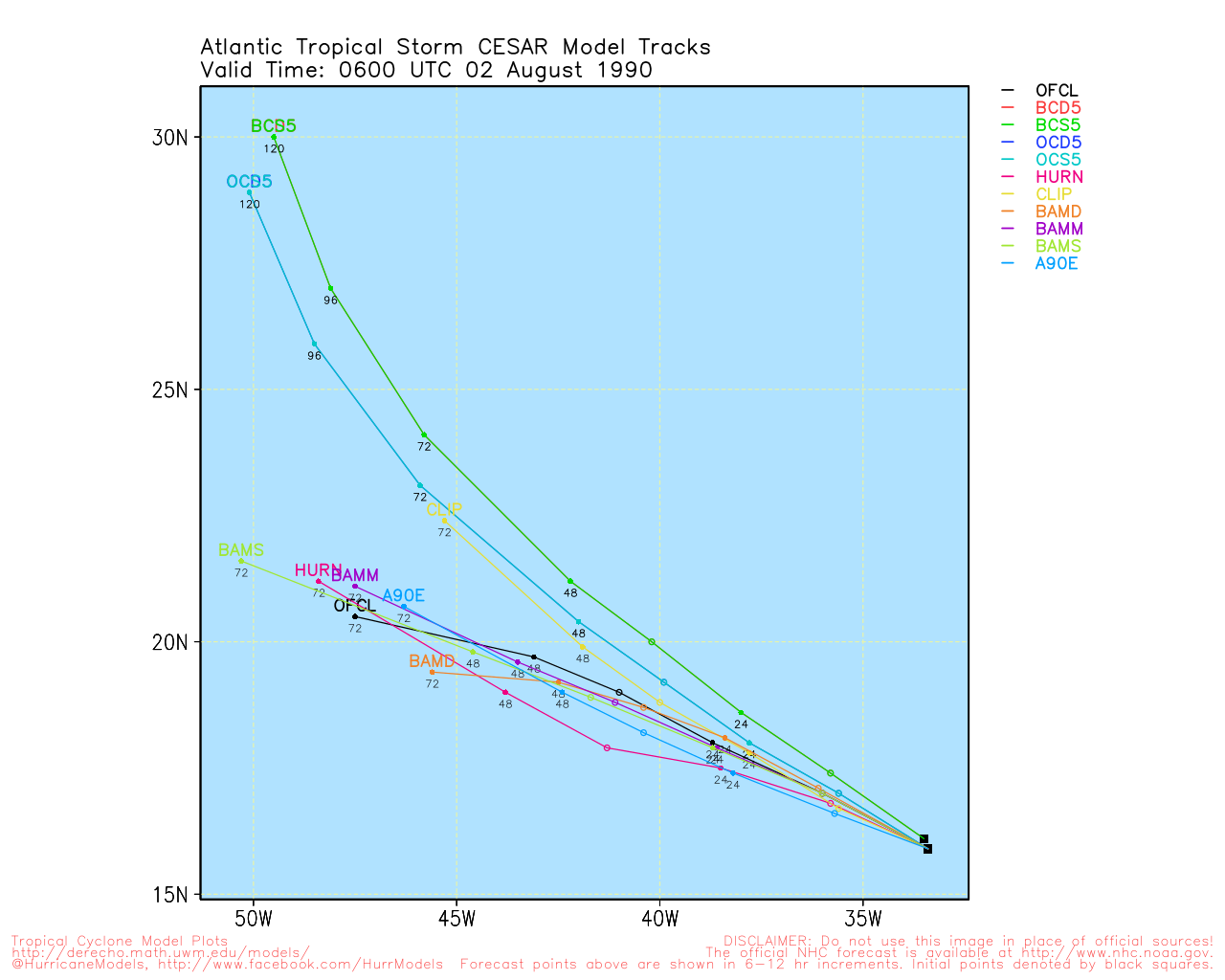 Hurricane Forecast Model Output :: [al041990 Historical Charts]
