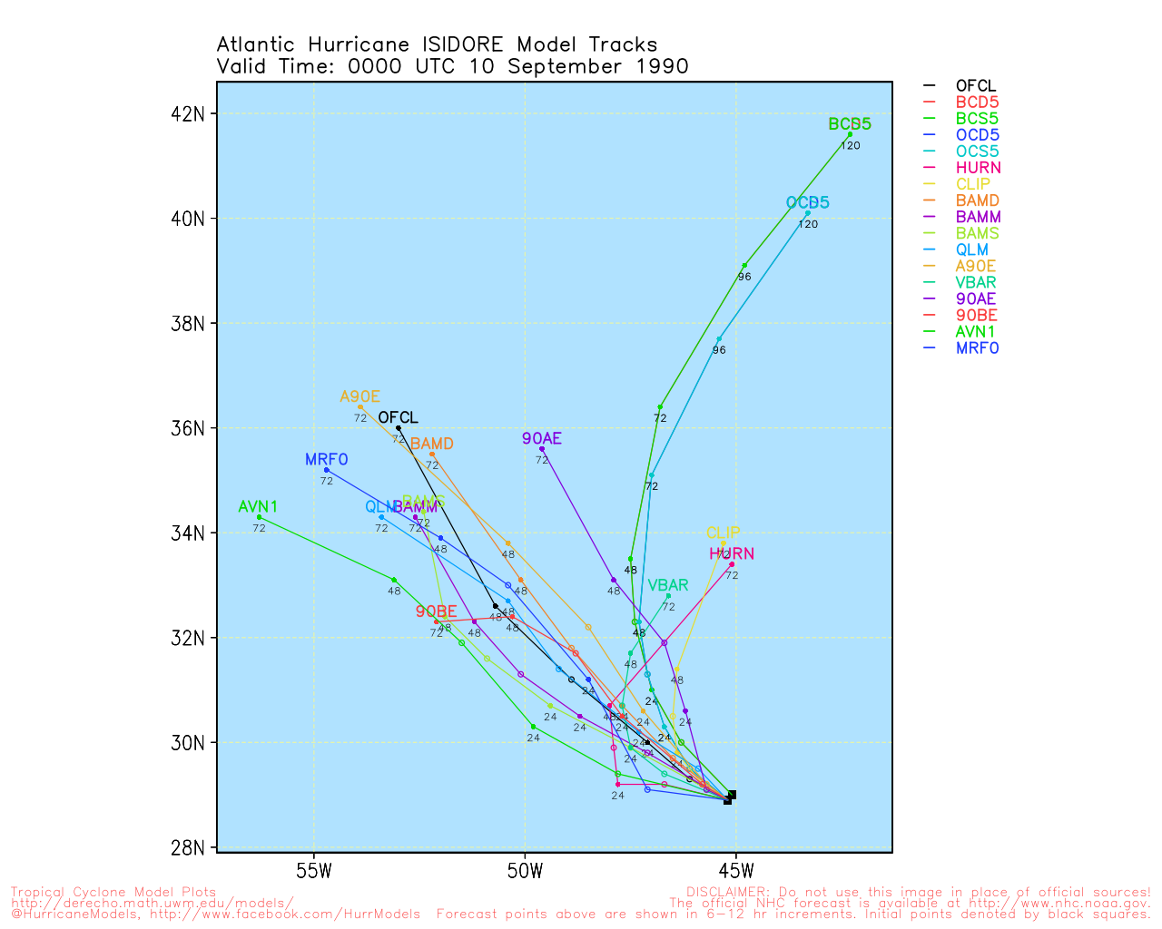 Hurricane Forecast Model Output :: [al101990 Historical Charts]