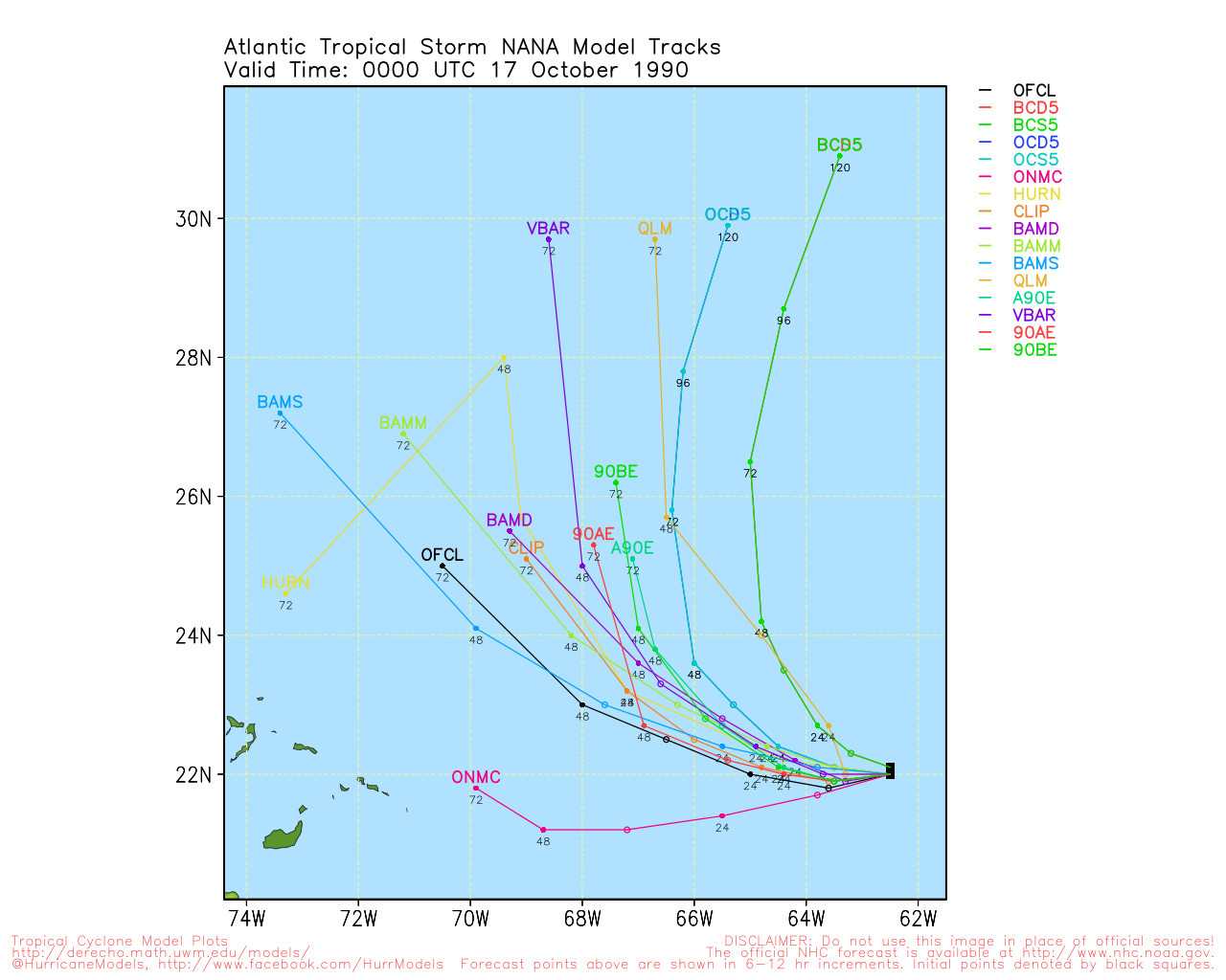 Hurricane Forecast Model Output :: [al161990 Historical Charts]