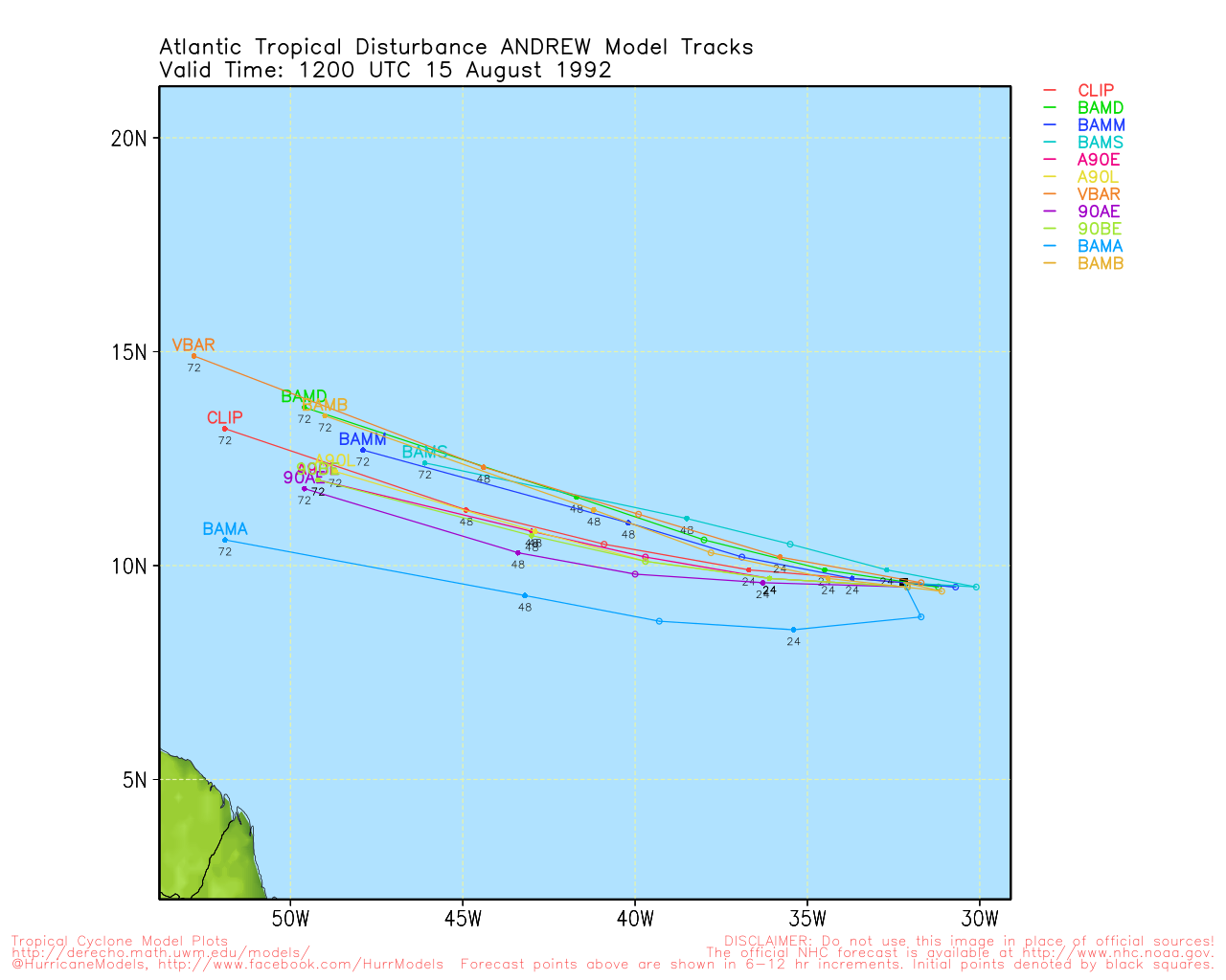 Hurricane Forecast Model Output :: [al041992 Historical Charts]