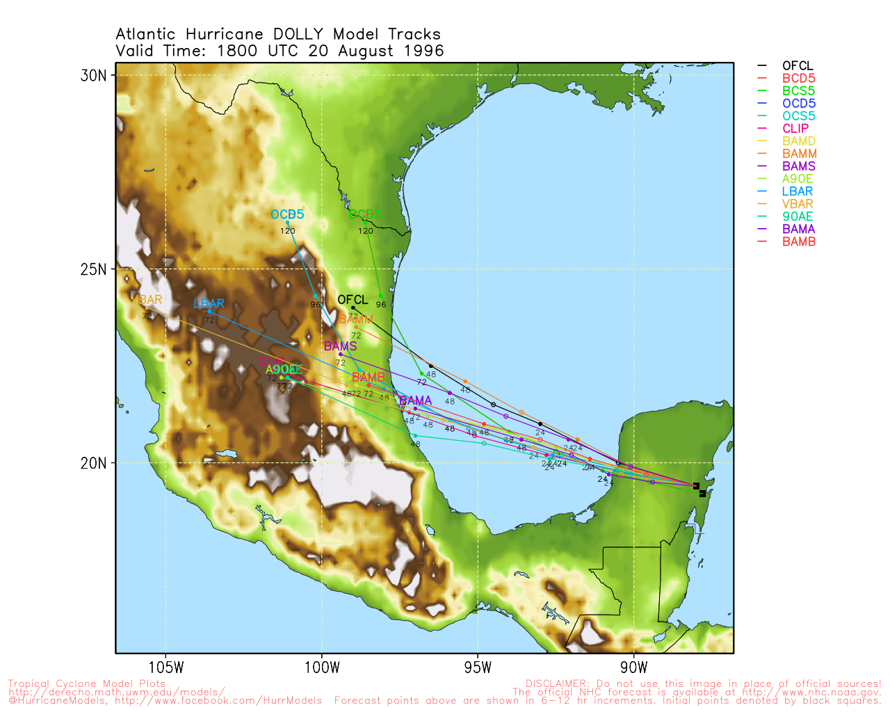 Hurricane Forecast Model Output :: [al041996 Historical Charts]