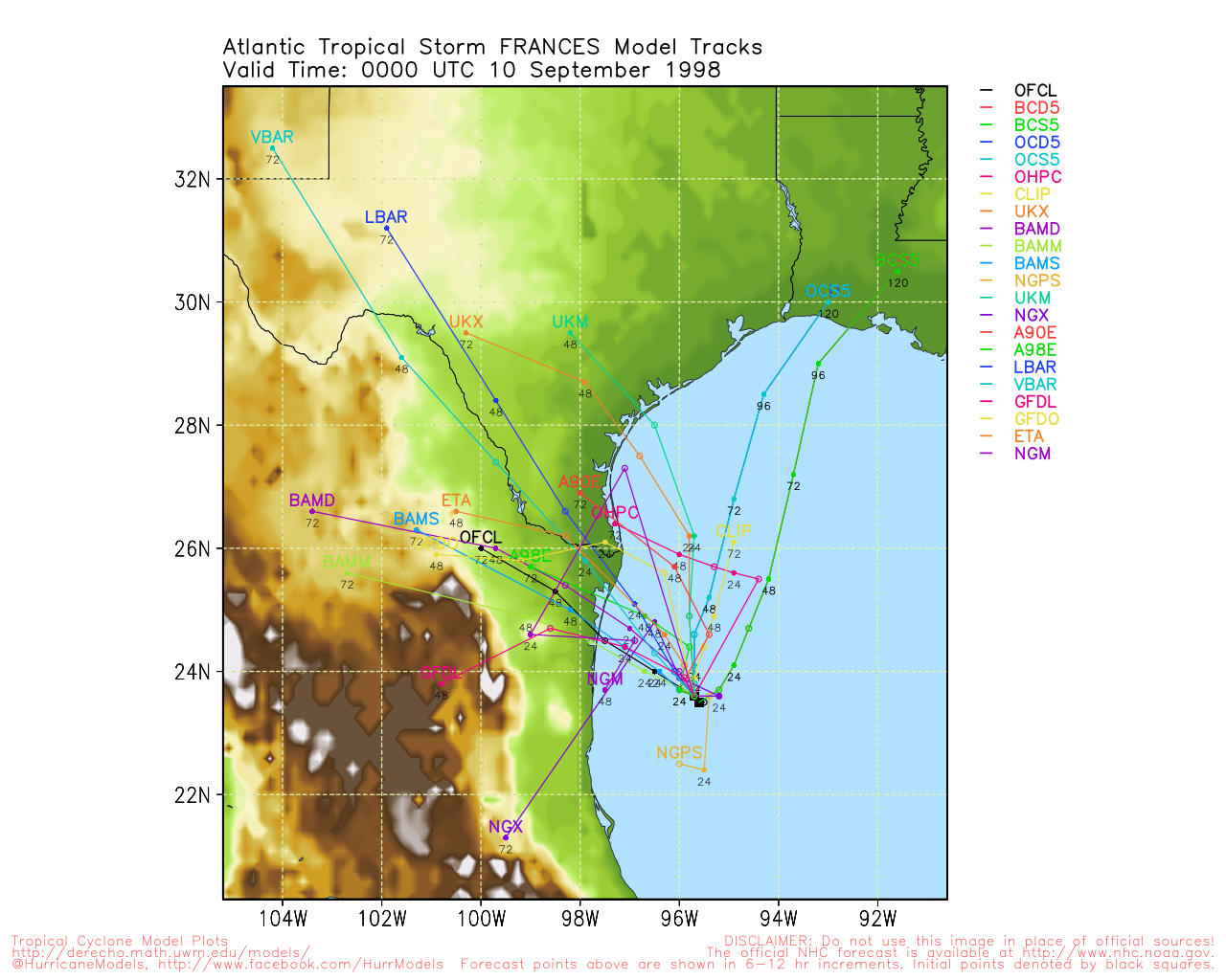 Hurricane Forecast Model Output :: [al061998 Historical Charts]
