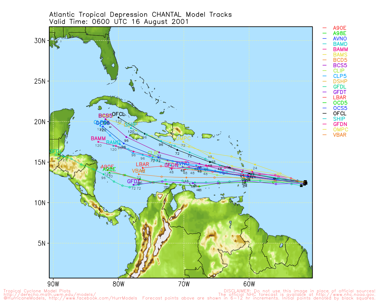 Hurricane Forecast Model Output :: [al042001 Historical Charts]