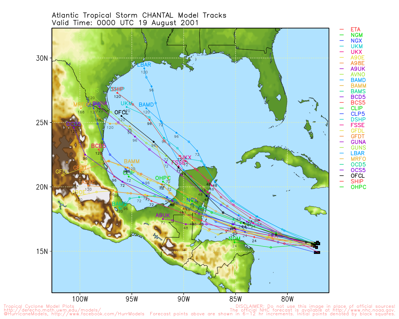 Hurricane Forecast Model Output :: [al042001 Historical Charts]