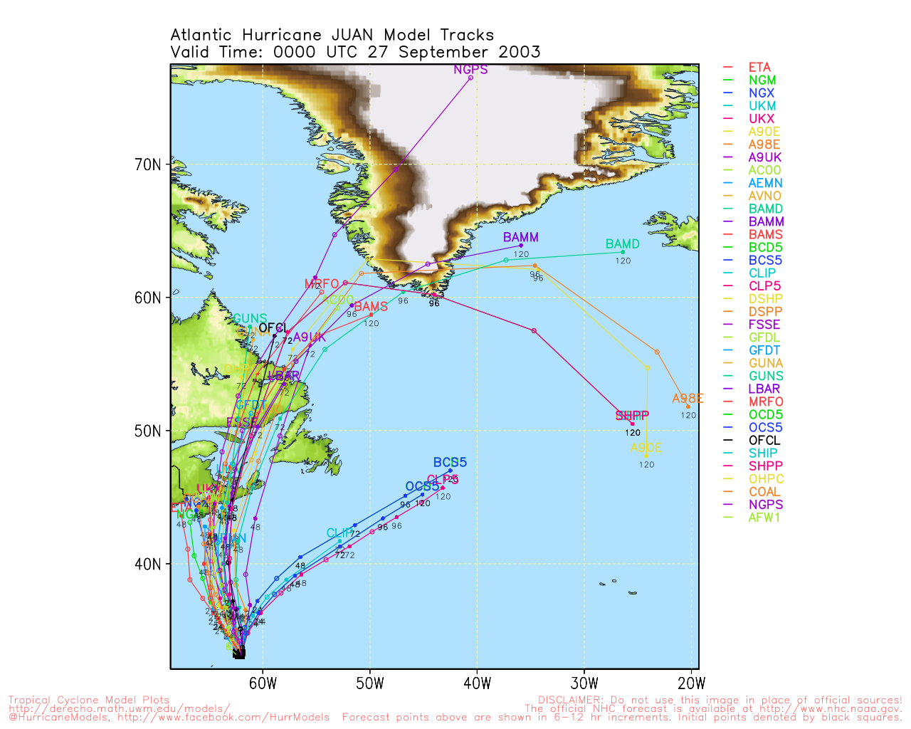 Hurricane Forecast Model Output :: [al152003 Historical Charts]
