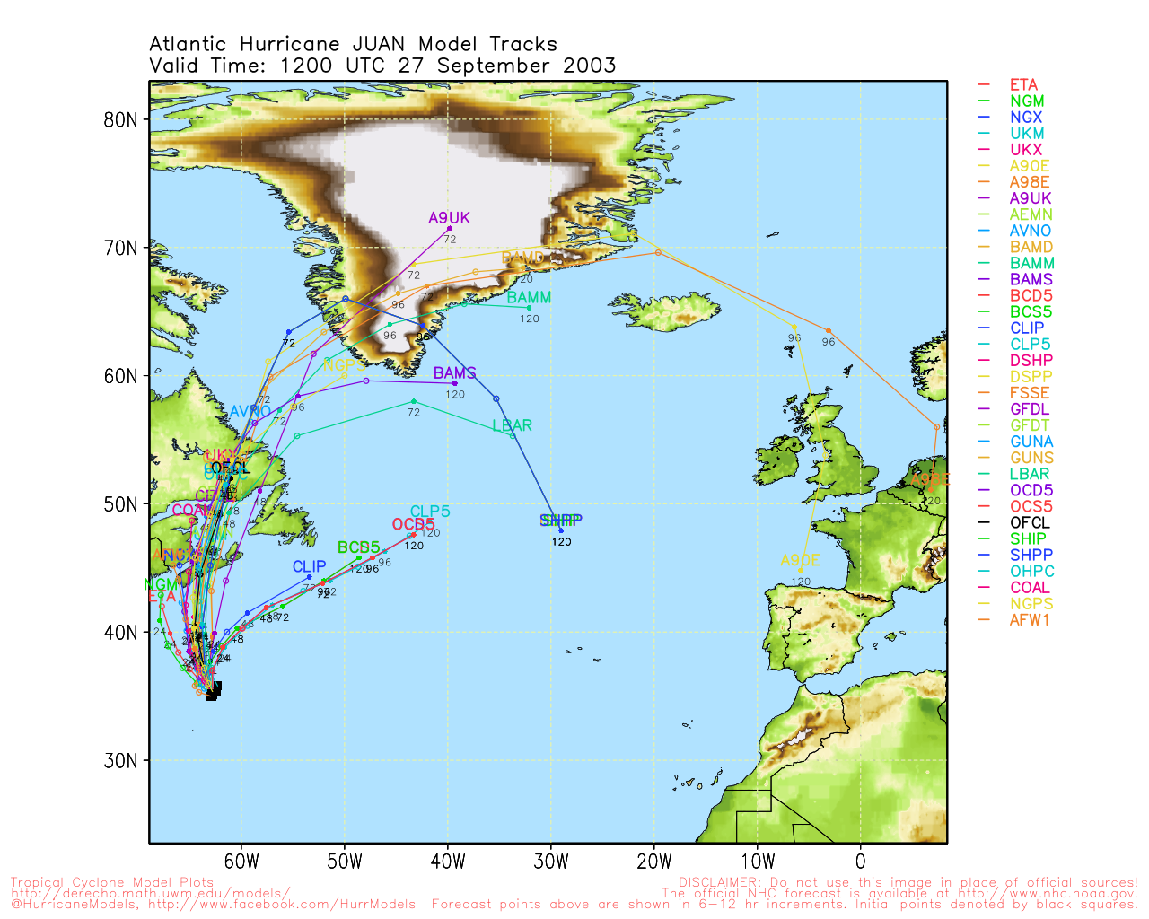 Hurricane Forecast Model Output :: [al152003 Historical Charts]
