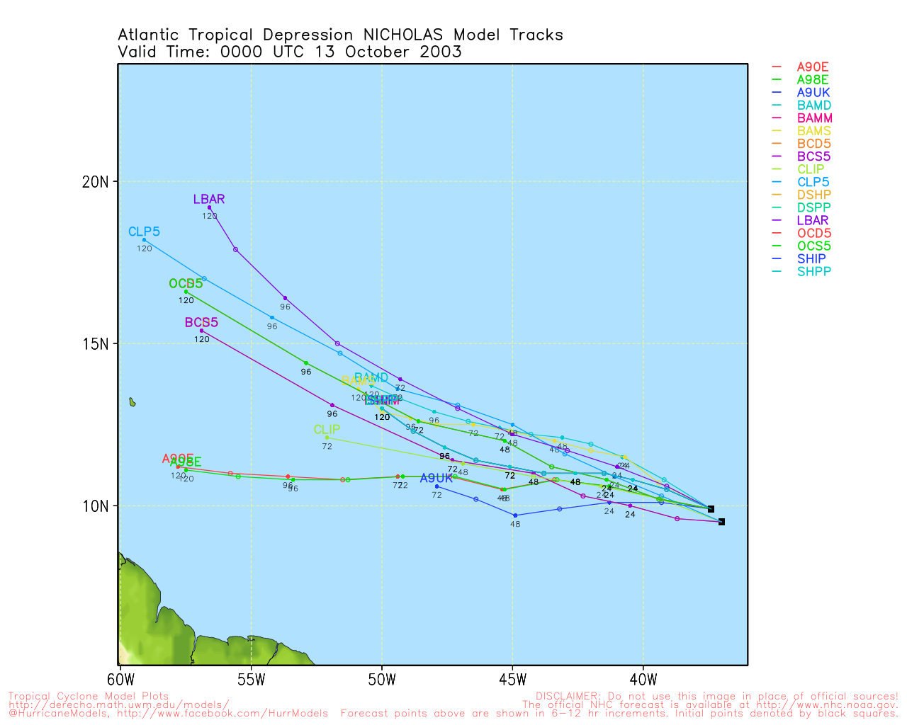 Hurricane Forecast Model Output :: [al192003 Historical Charts]