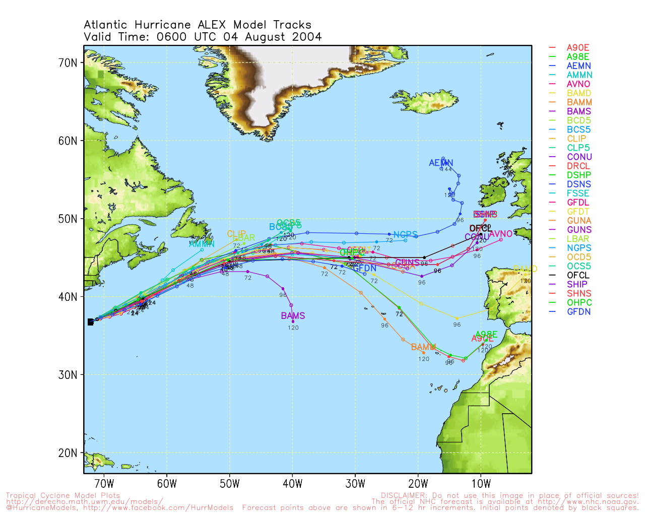 Hurricane Forecast Model Output :: [al012004 Historical Charts]