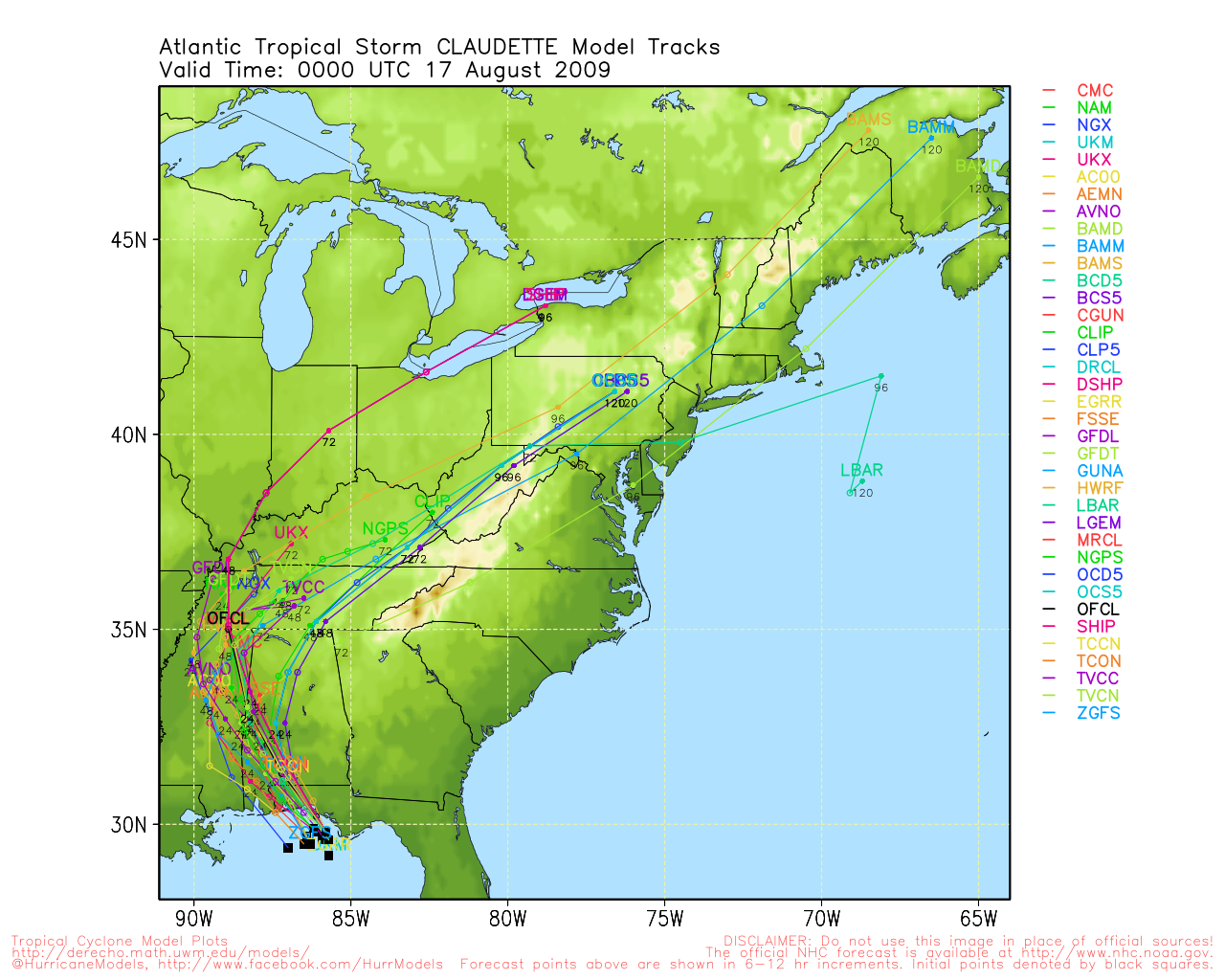 Hurricane Forecast Model Output :: [al042009 Historical Charts]